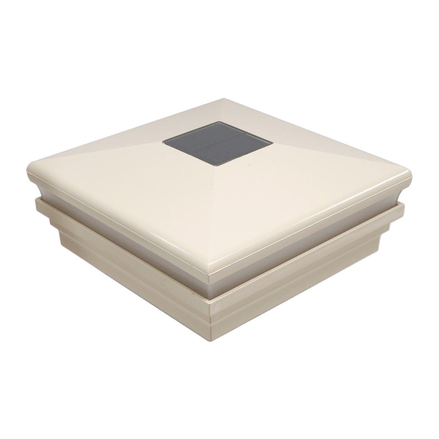 5" x 5" Neptune Halo Solar LED Lighted Vinyl Post Cap - Beige