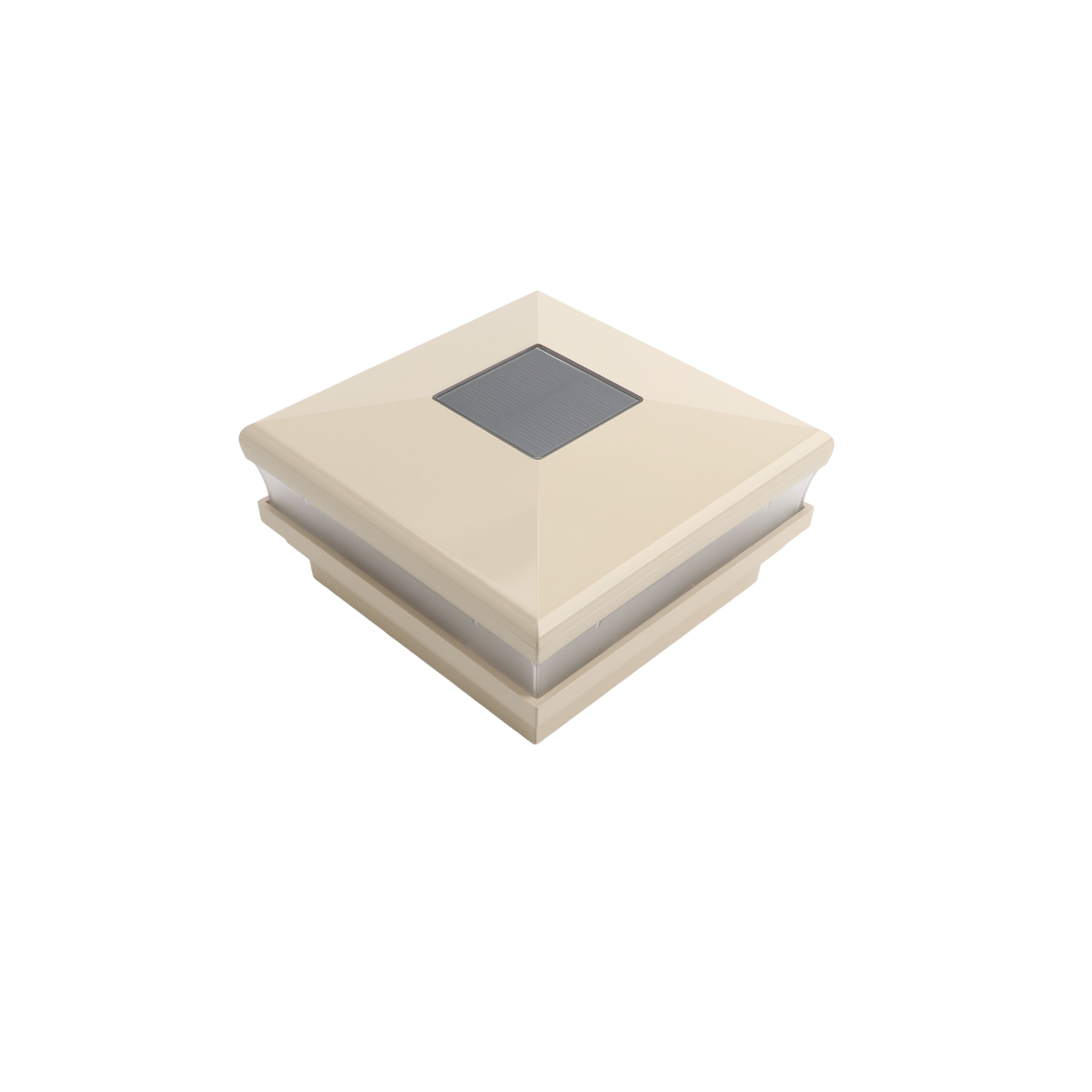 4" x 4" Neptune Solar LED Lighted Vinyl Post Cap - Almond