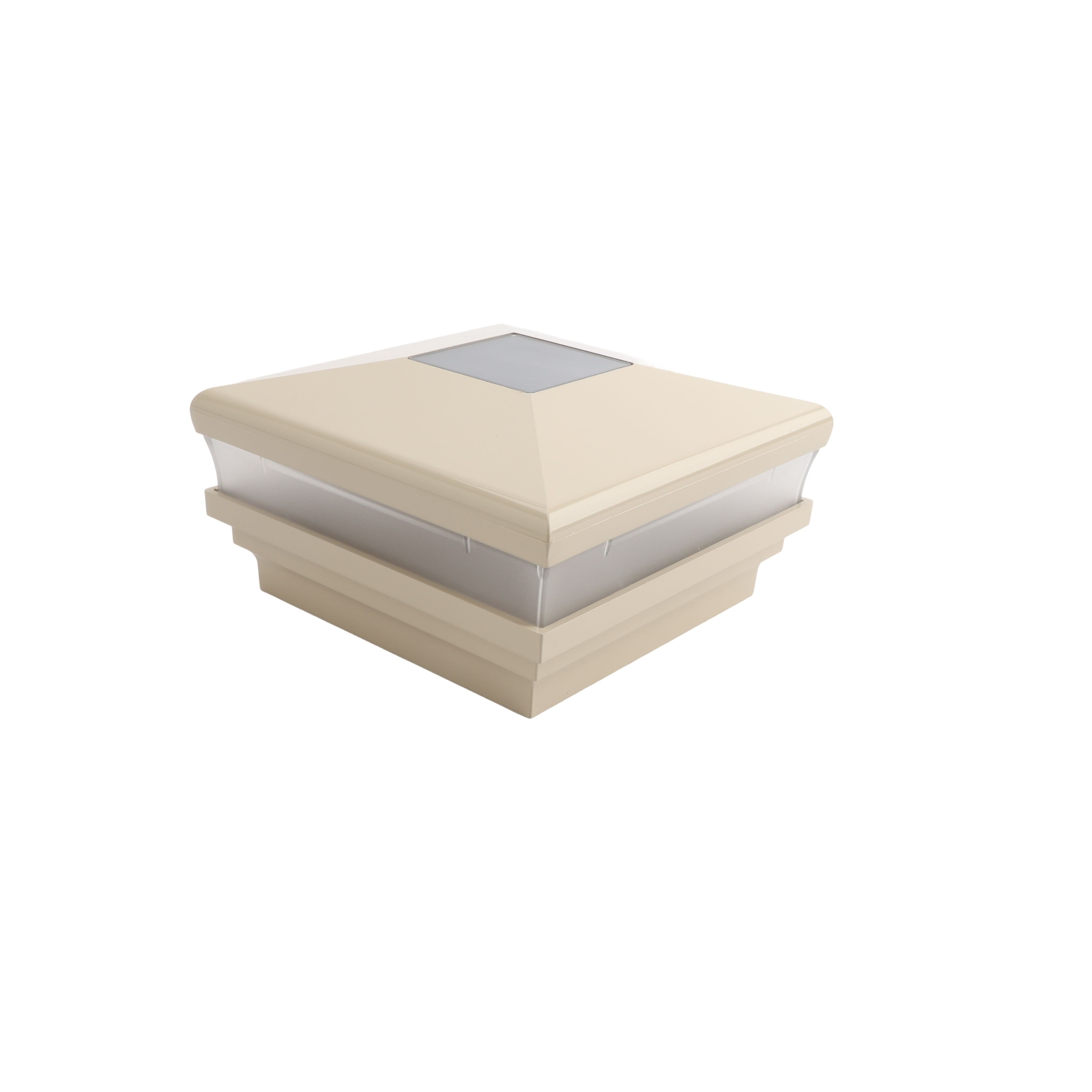 4" x 4" Neptune Solar LED Lighted Vinyl Post Cap - Almond