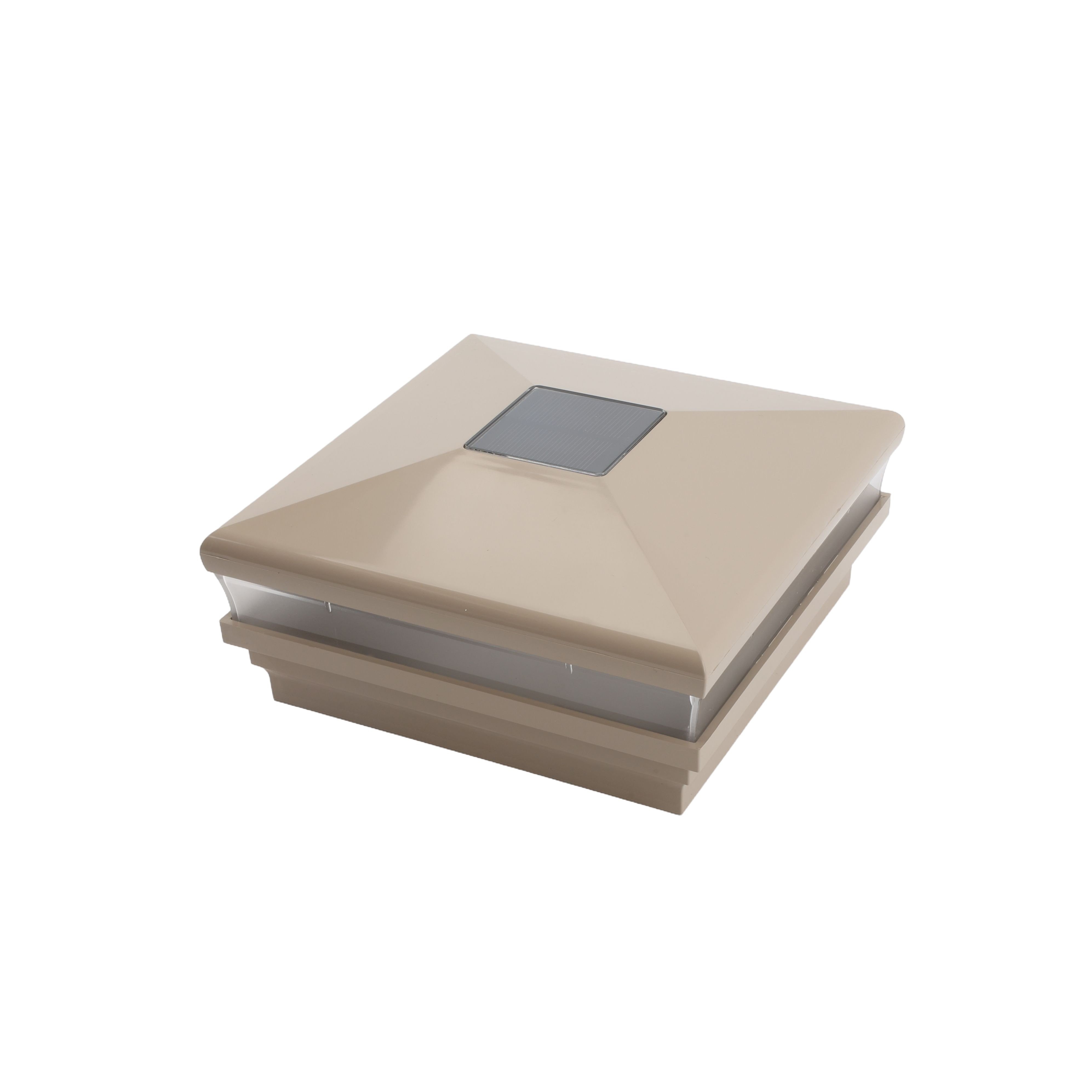 6" x 6" Neptune Solar LED Lighted Vinyl Post Cap - Khaki