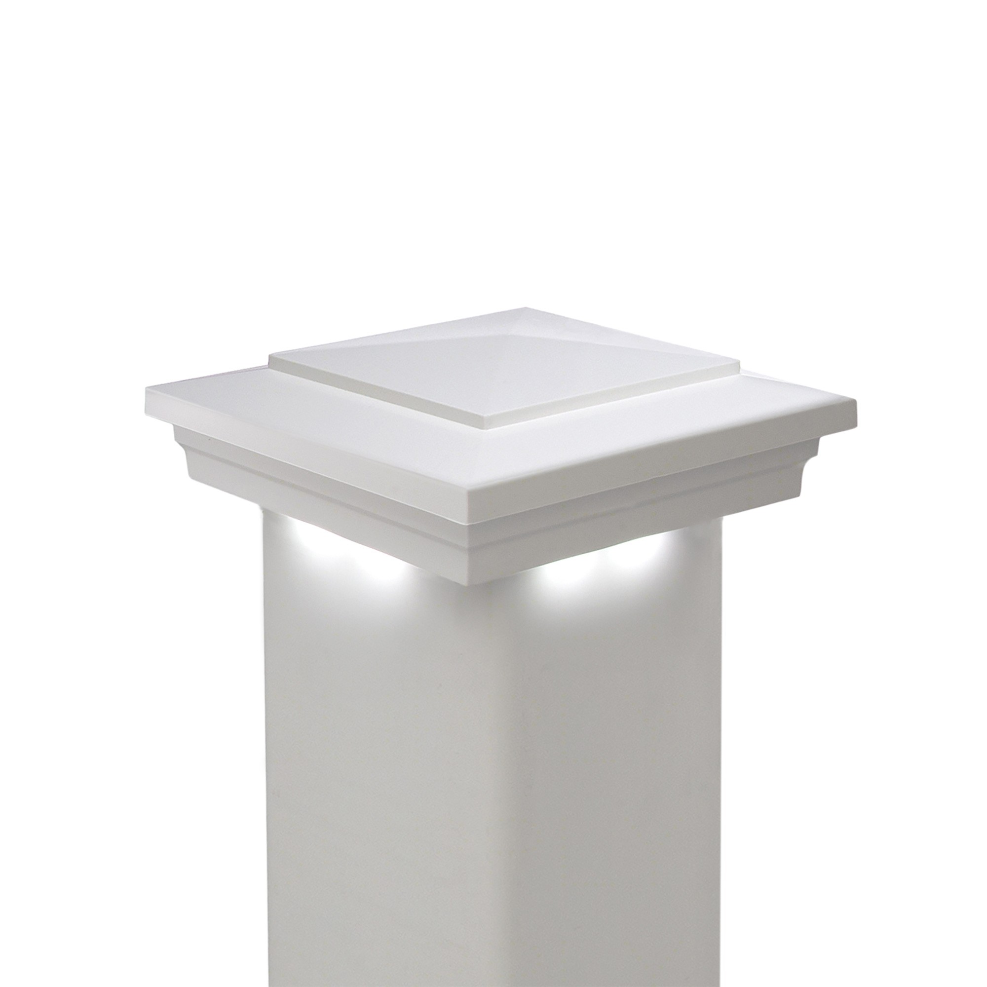 5" Sq. Cape May Downward Low Voltage LED Lighted Vinyl Post Cap for ...