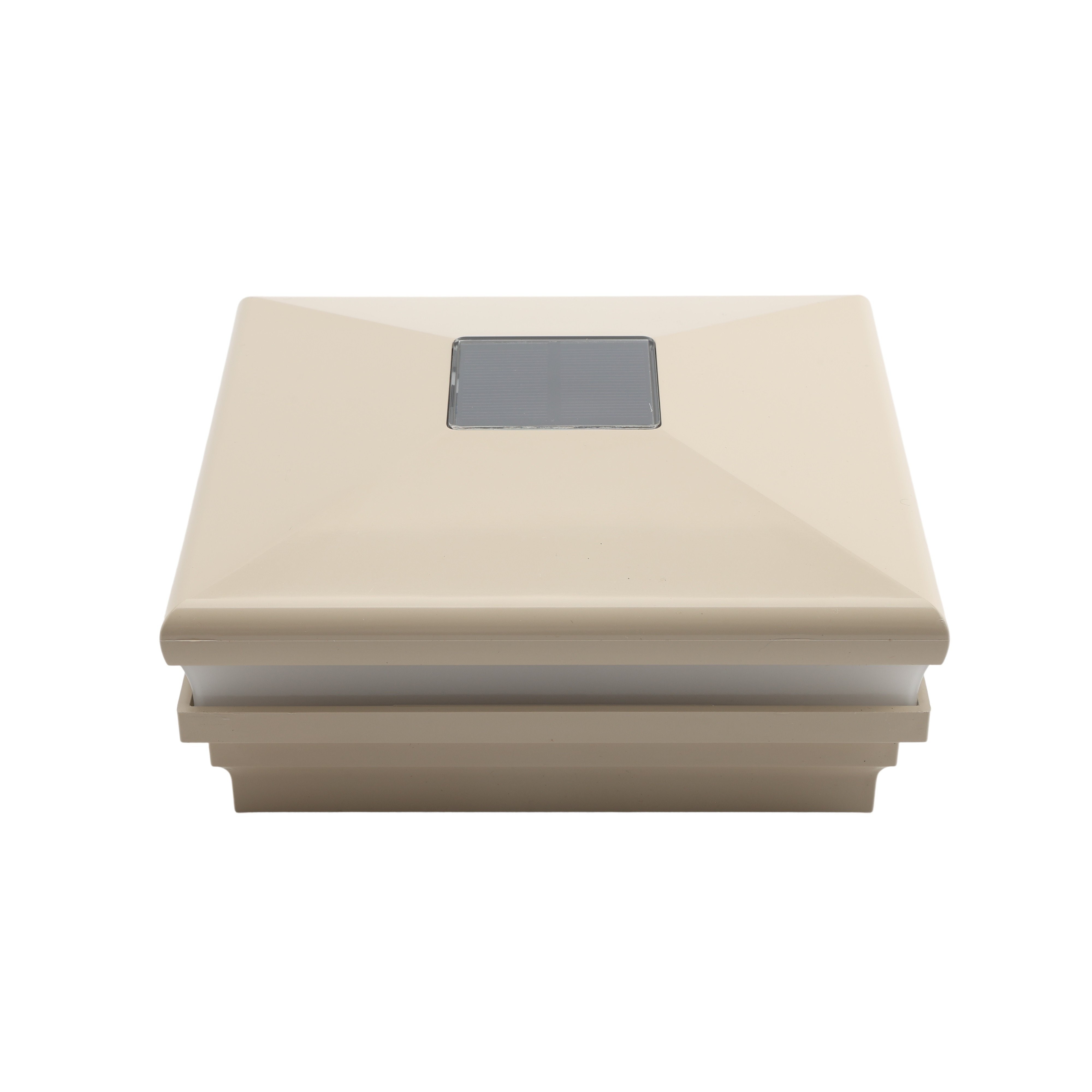 6" x 6" Neptune Halo Solar LED Lighted Vinyl Post Cap - Almond