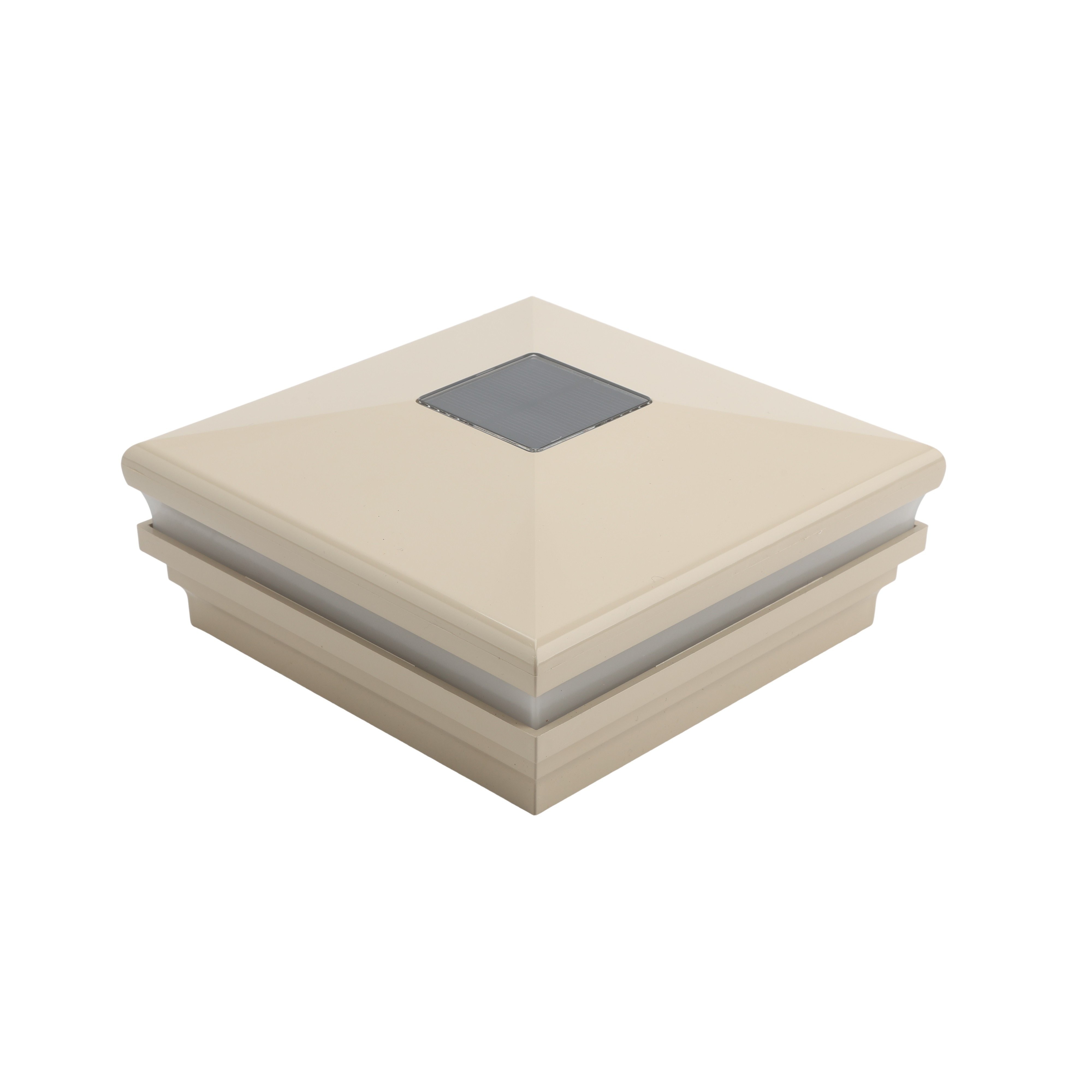 6" x 6" Neptune Halo Solar LED Lighted Vinyl Post Cap - Almond