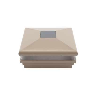 6" x 6" Neptune Solar LED Lighted Vinyl Post Cap - Khaki