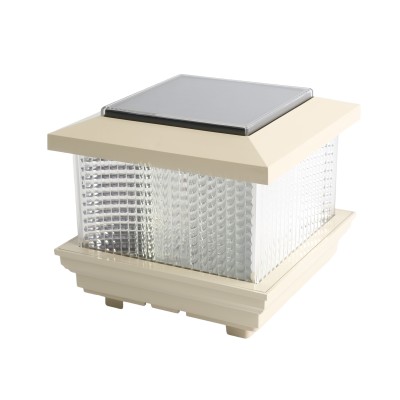 4" x 4" or 5" x 5" Galaxy Solar LED Lighted Vinyl Post Cap - Almond