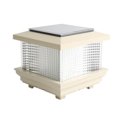 4" x 4" or 5" x 5" Galaxy Solar LED Lighted Vinyl Post Cap - Almond